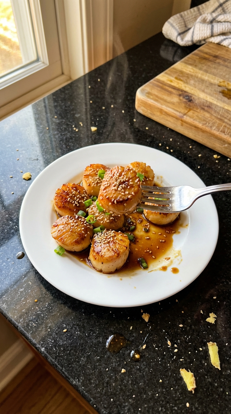 Sesame Ginger Seared Scallops - Tastycrafter